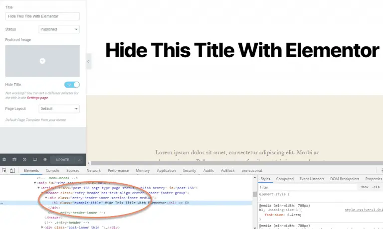 How To Hide The Page Title With Elementor